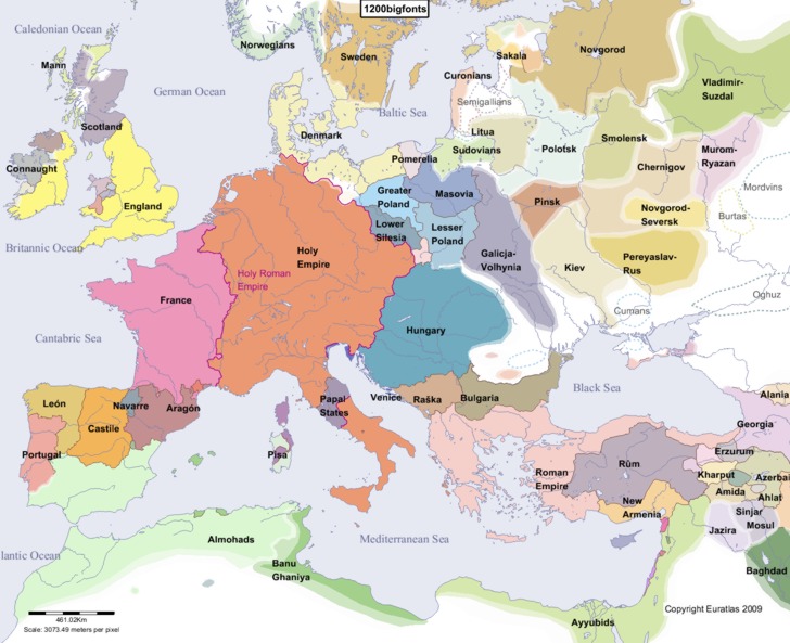 Euratlas Periodis Map Of Europe In Year 1200